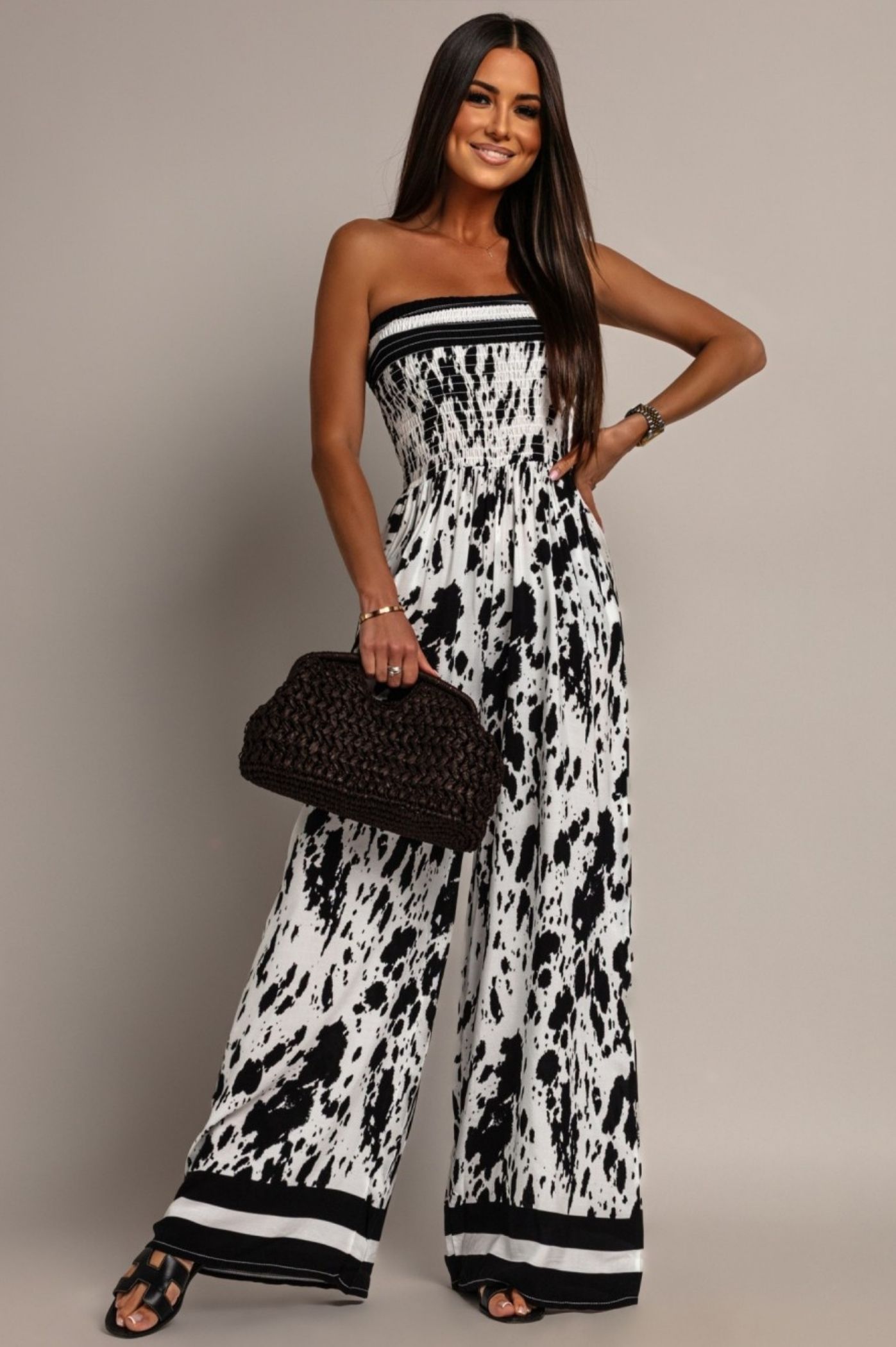 ΟΛΟΣΩΜΗ ΦΟΡΜΑ STRAPLESS COW PRINT - ΜΑΥΡΟ | Antithesis Clothing