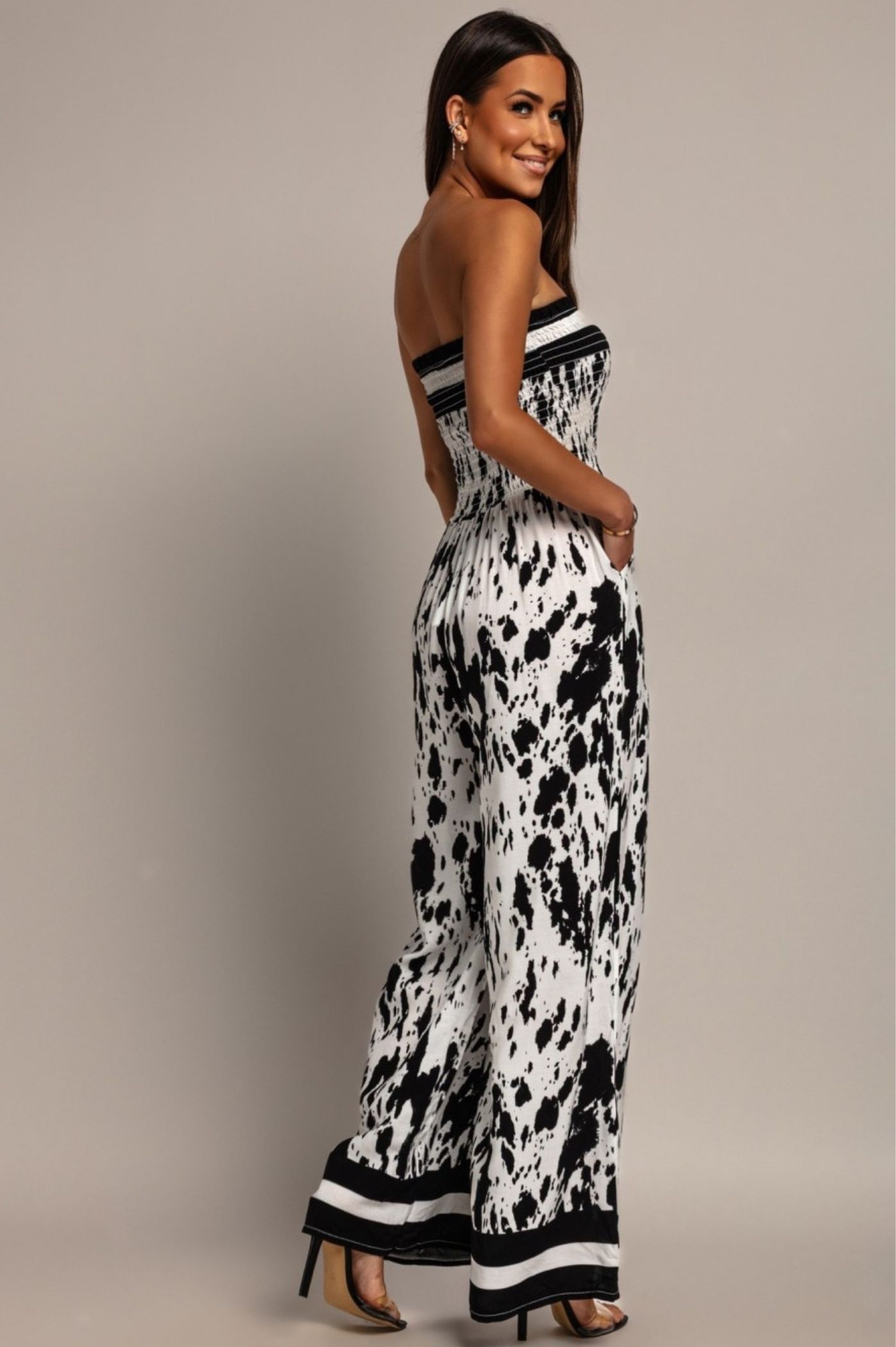 ΟΛΟΣΩΜΗ ΦΟΡΜΑ STRAPLESS COW PRINT - ΜΑΥΡΟ | Antithesis Clothing