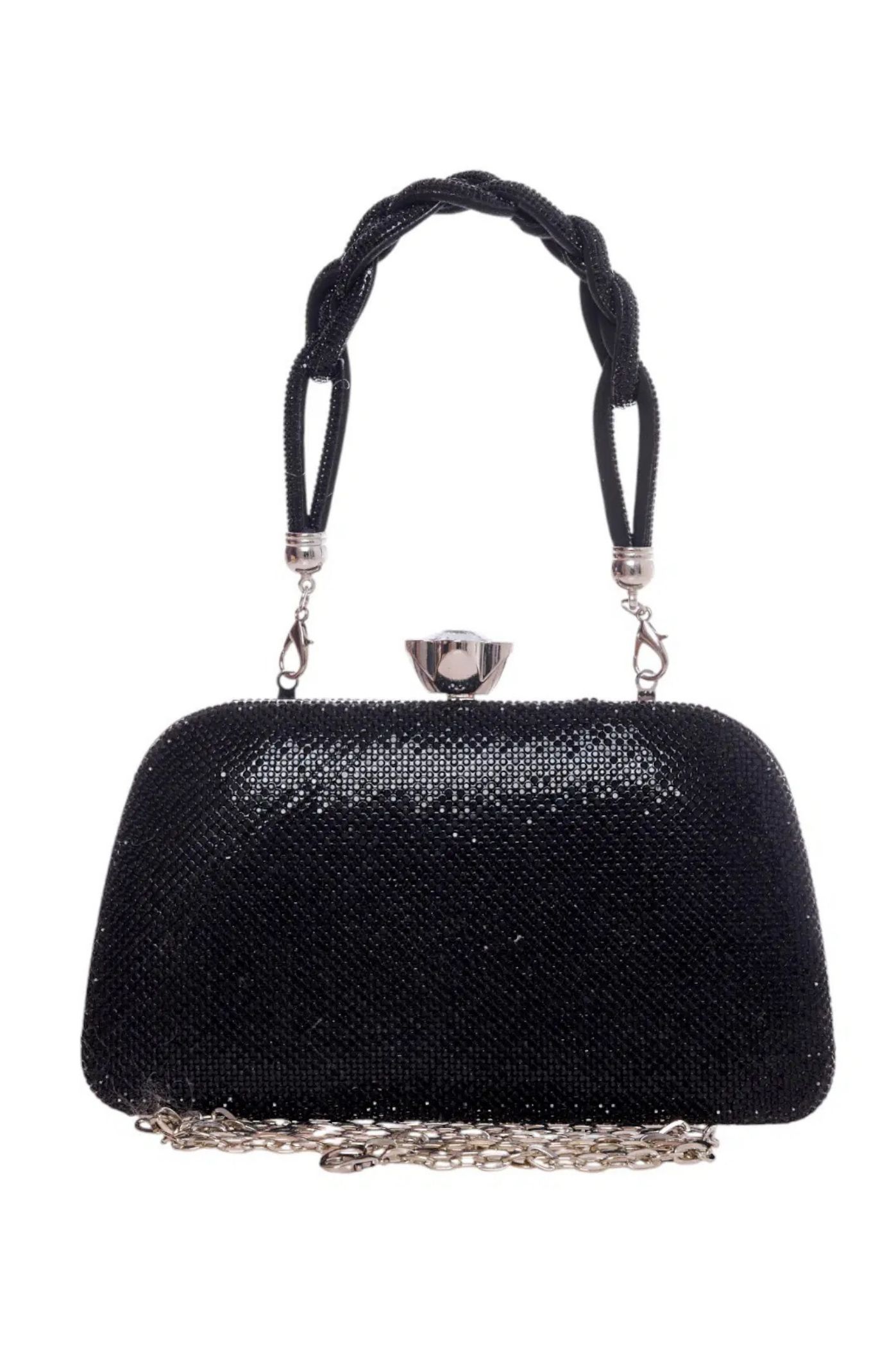 ΤΣΑΝΤΑ CLUTCH ΜΕ STRASS ΚΑΙ ΑΠΟΣΠΩΜΕΝΟ ΠΛΕΚΤΟ ΛΟΥΡΑΚΙ - ΜΑΥΡΟ ...